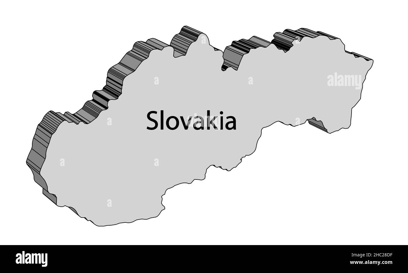 Outline 3D map of Slovakia over a white background Stock Photo - Alamy
