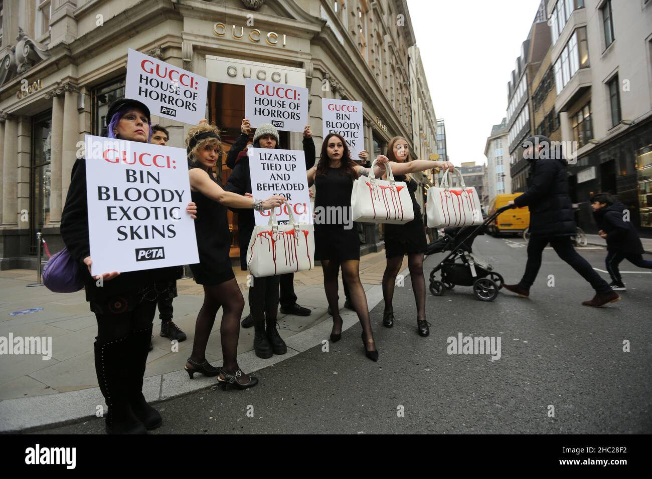 London, England, UK. 23rd Dec, 2021. PETA activists stage a protest ...