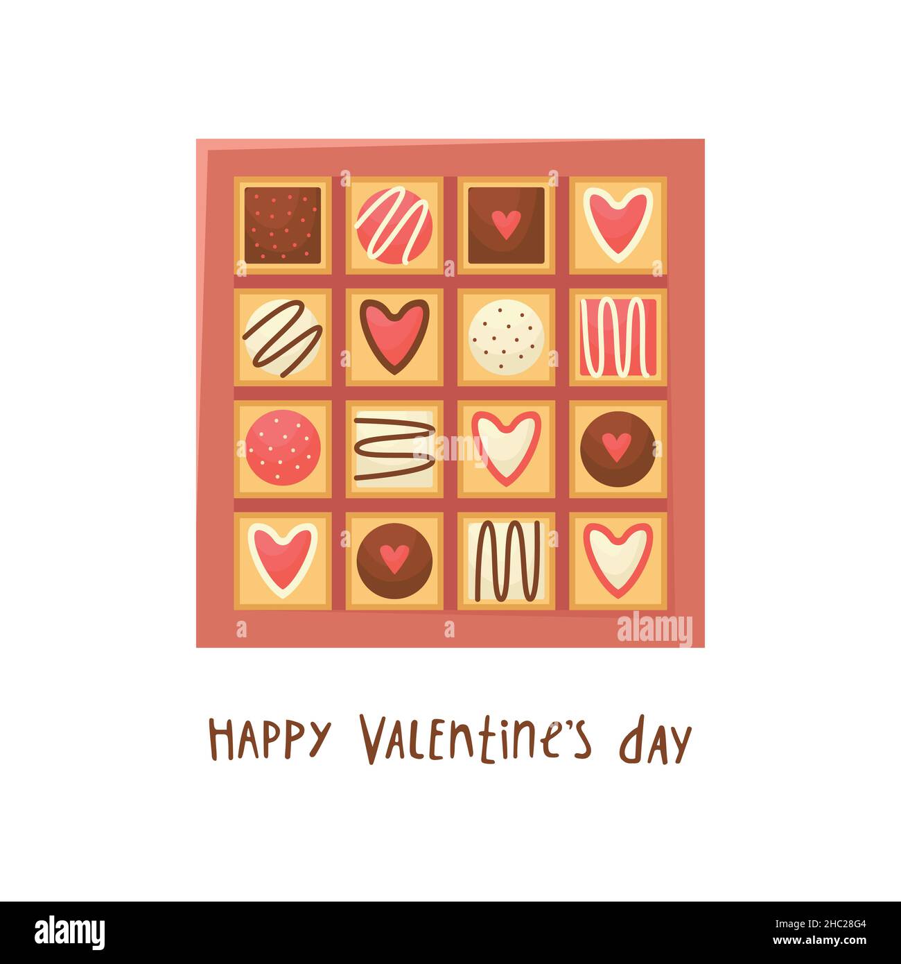 Vector illustration of a gift box of chocolates for Valentines day ...