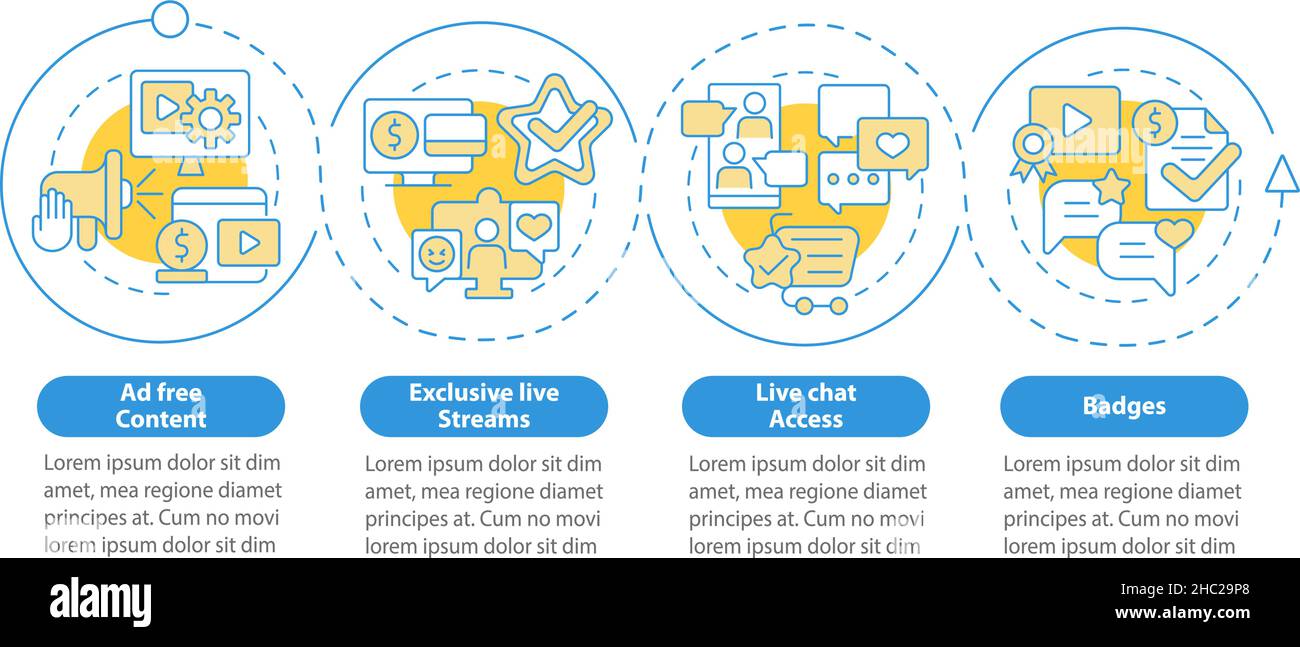 Paid subscription features blue circle infographic template Stock ...