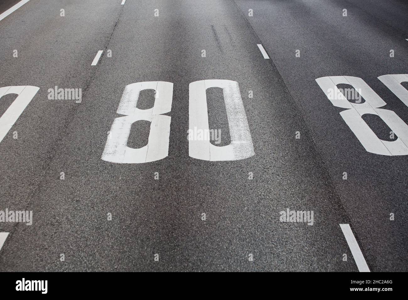 Speed limit on an empty highway indicate traveling speed is Eighty ...