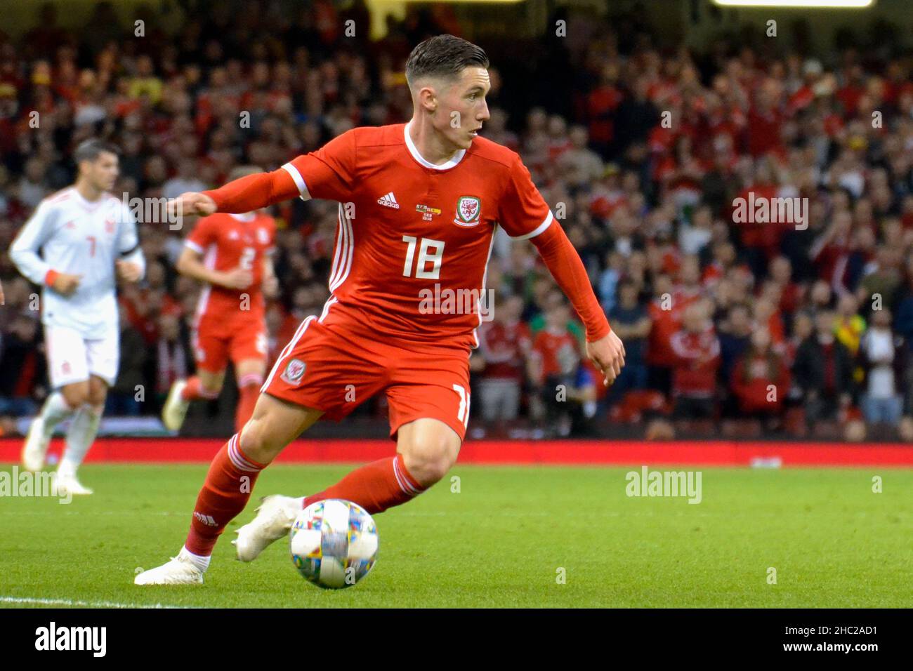Cardiff, Wales. 11 October, 2018. Harry Wilson of Wales in action ...