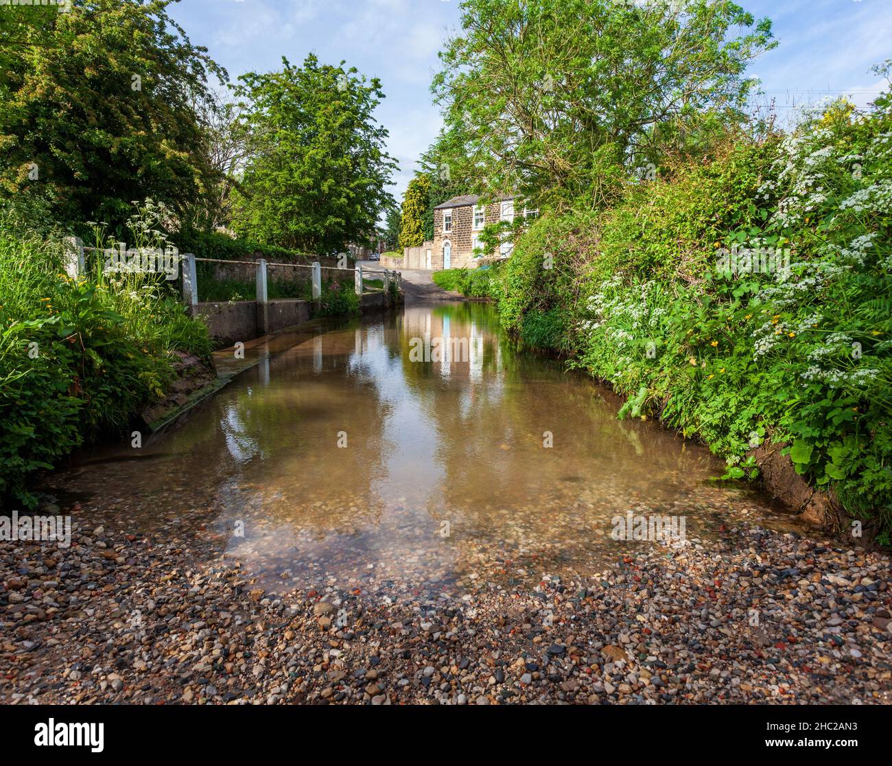 Summer view of the ford on Mill Beck in Thorner, West Yorkshire Stock ...