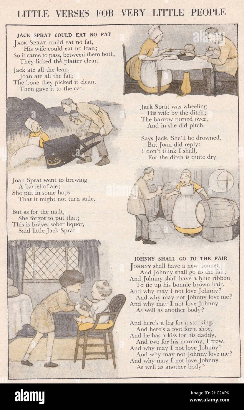 Vintage illustration / nursery rhyme - 'Jack Sprat could eat no fat ...