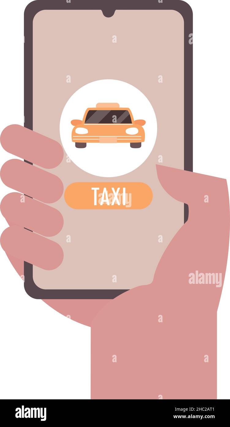hand with mobile taxi app Stock Vector Image & Art - Alamy