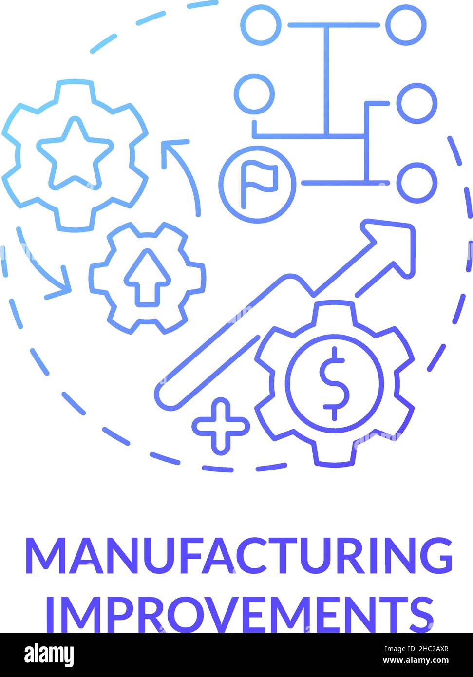 Manufacturing improvements blue gradient concept icon Stock Vector ...