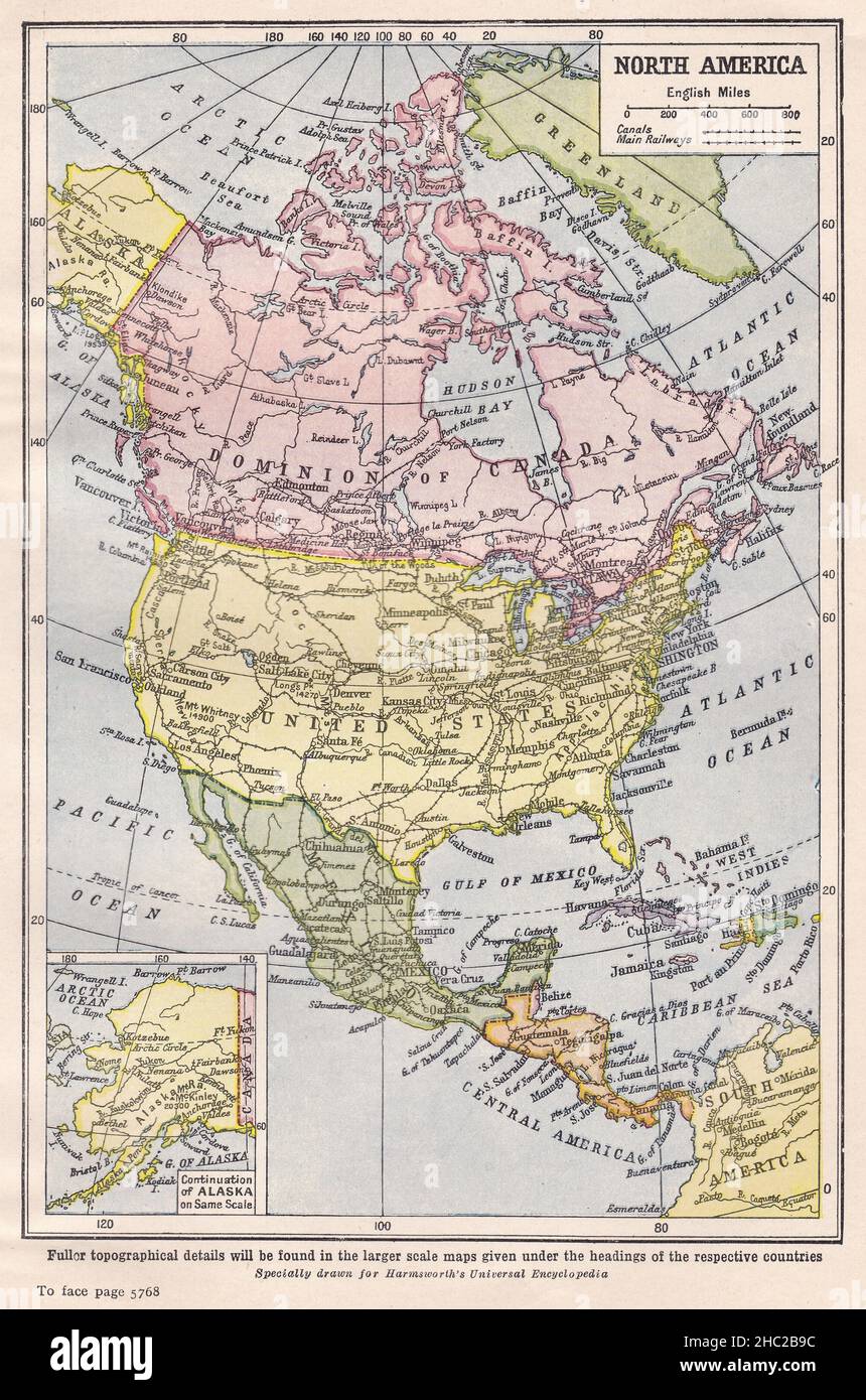 Vintage map of North America 1930s Stock Photo - Alamy