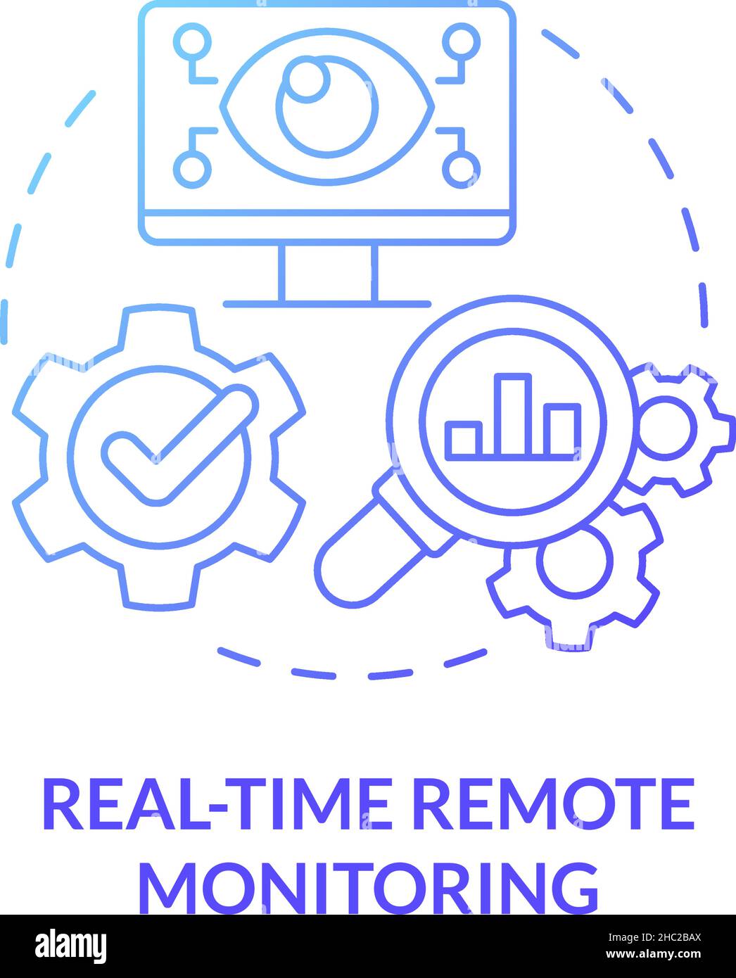 Real time remote monitoring blue gradient concept icon Stock Vector ...