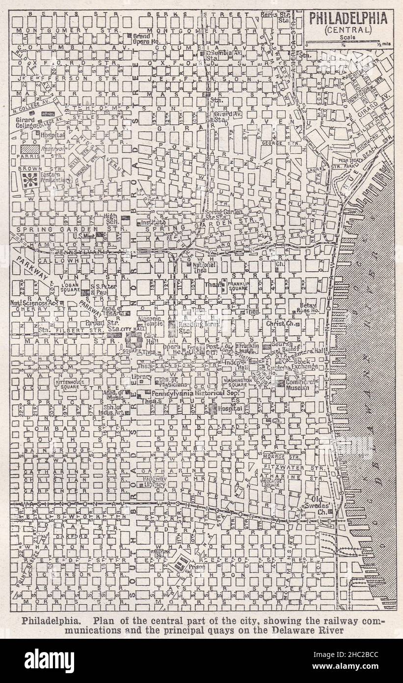 Vintage map of Philadelphia 1930s Stock Photo - Alamy
