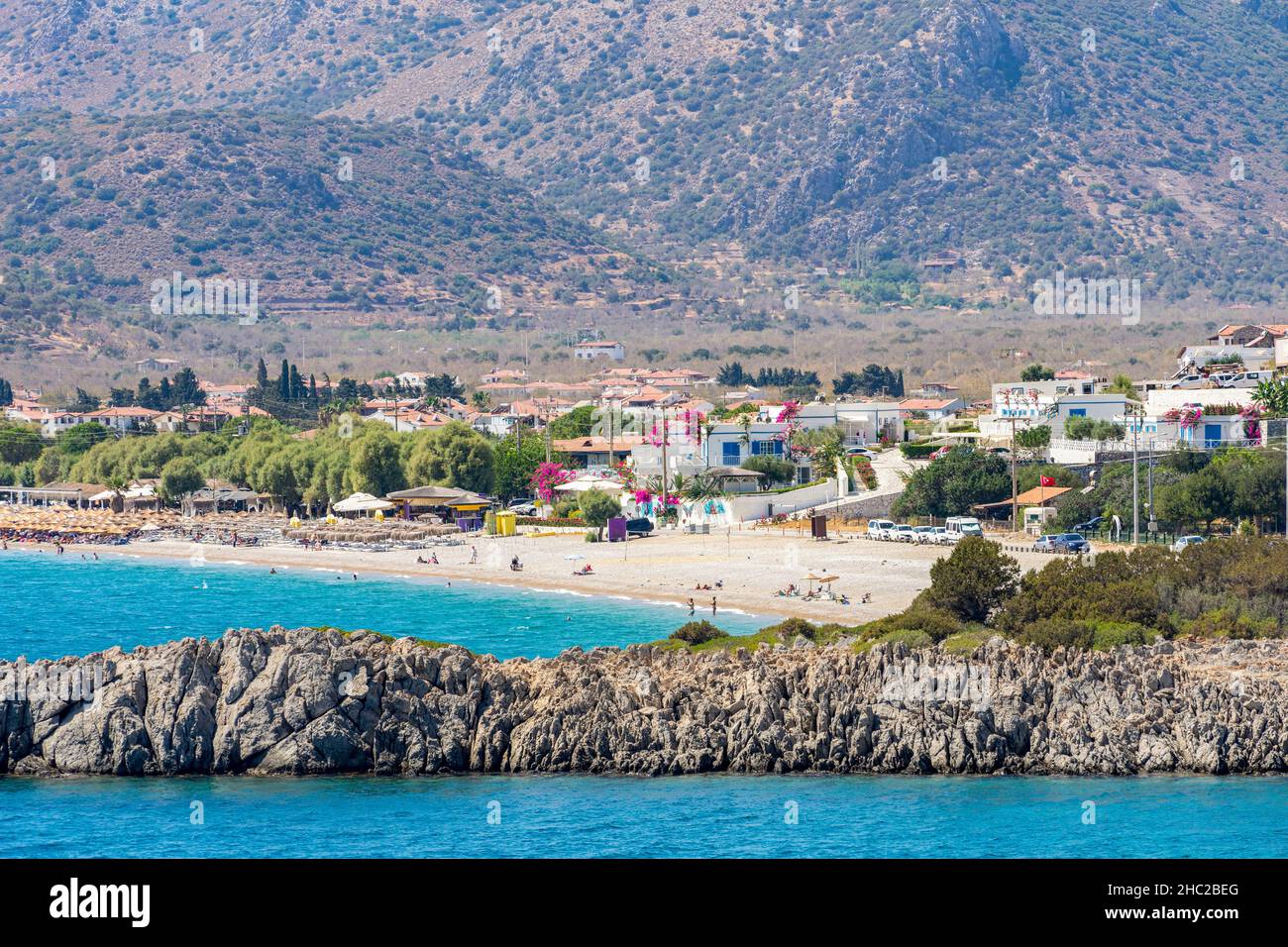 View of Palamutbuku holiday village in Datca. Datca is a district of ...