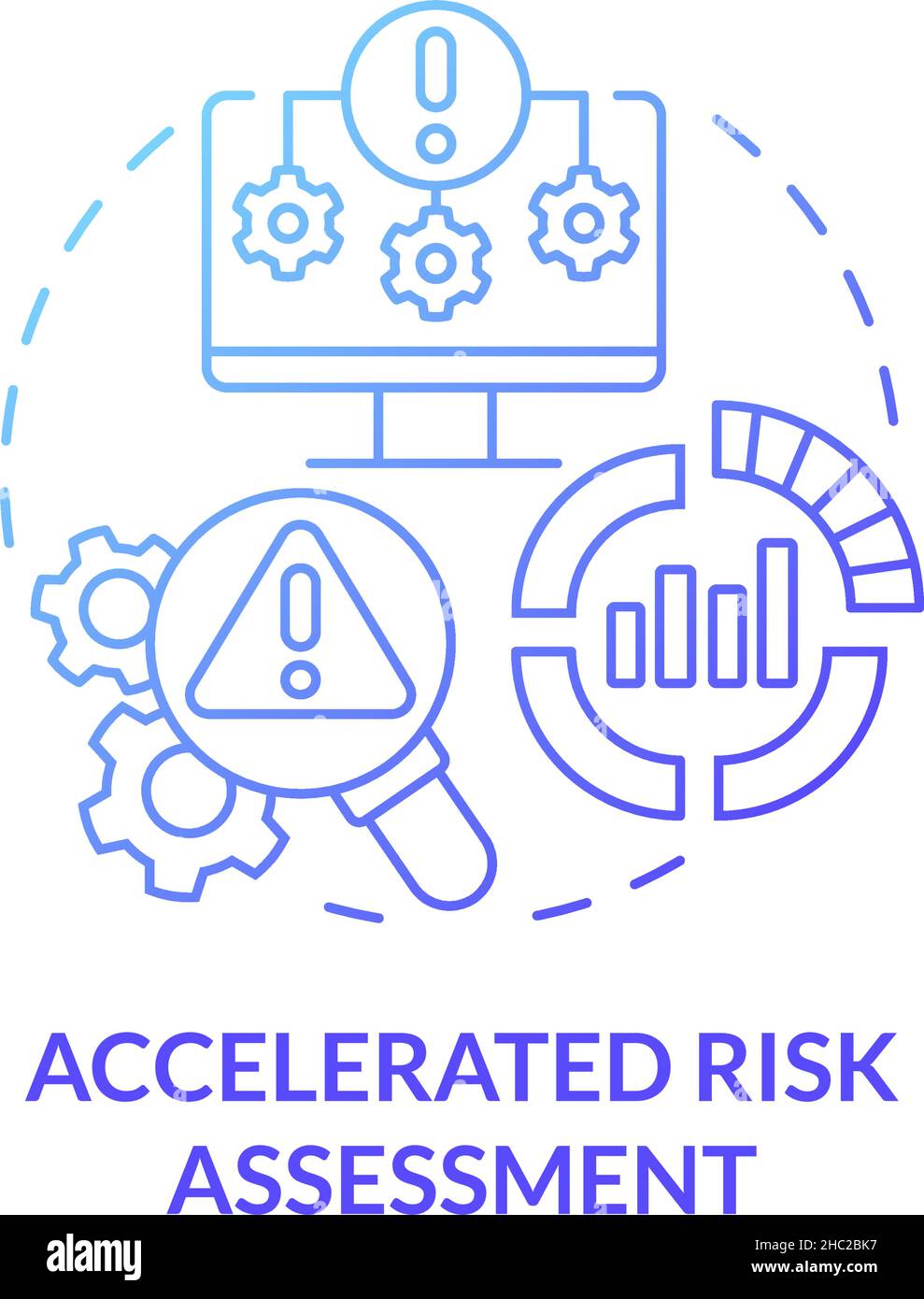 Accelerated risk assessment blue gradient concept icon Stock Vector ...