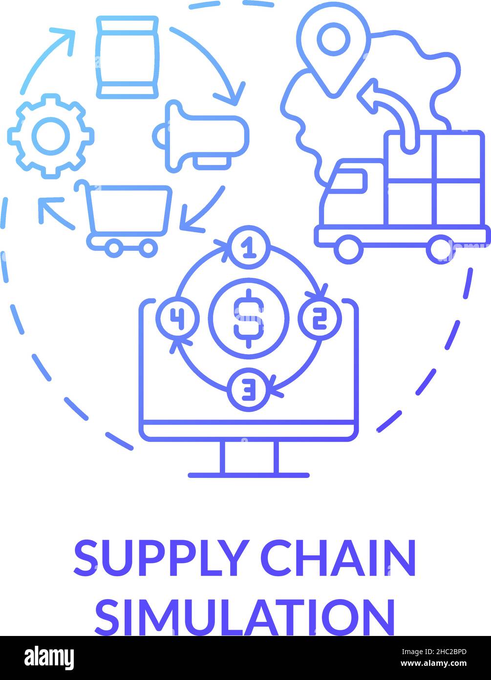 Supply chain simulation blue gradient concept icon Stock Vector Image ...