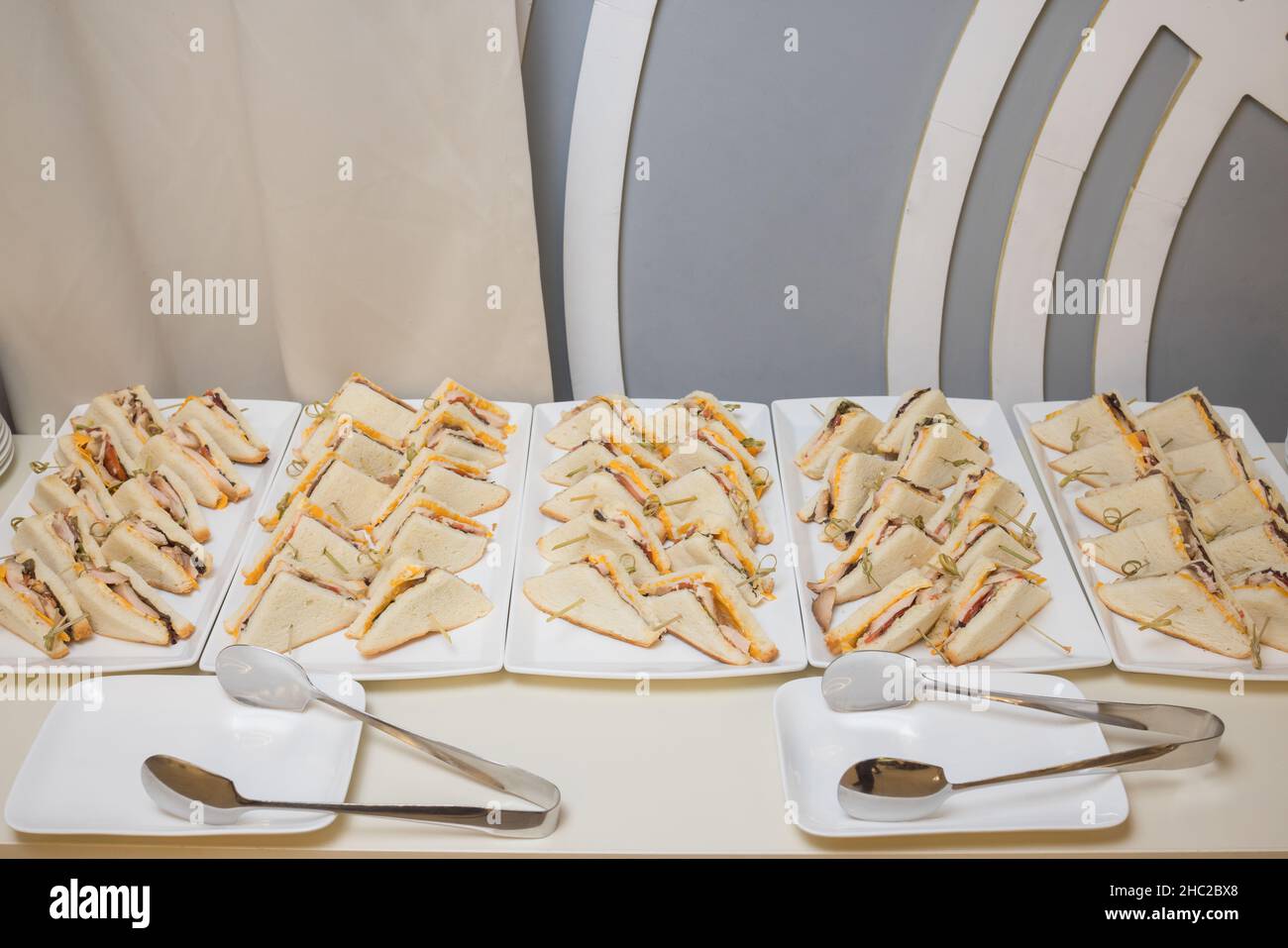 Club sandwiches delivered for catering on venue.Delicious fresh snacks ...