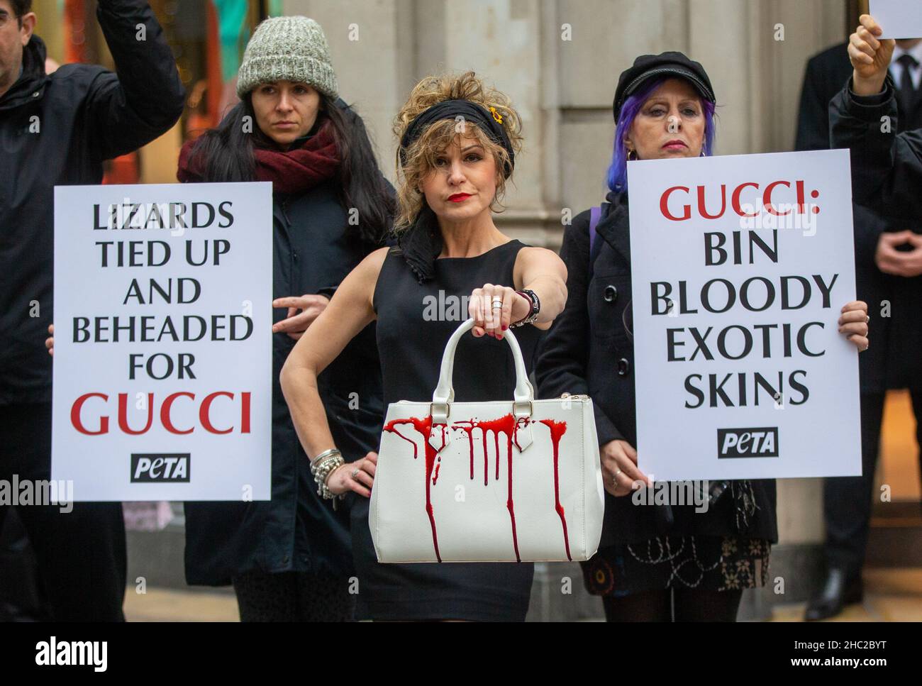 London, England, UK. 23rd Dec, 2021. PETA activists stage a protest ...