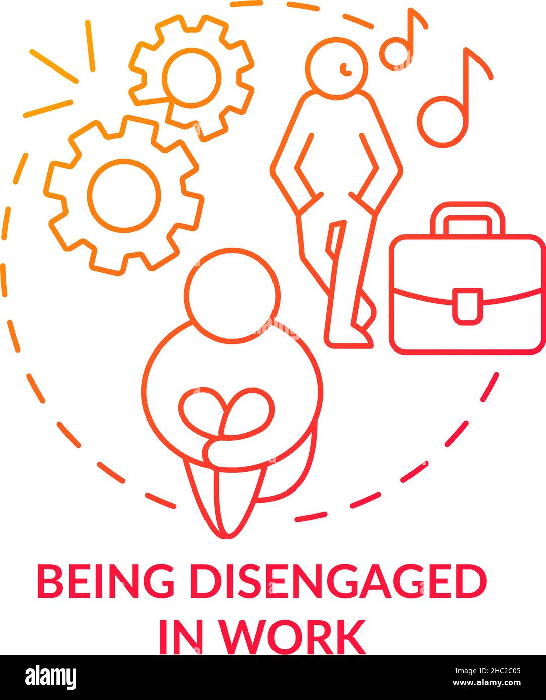 Being disengaged in work red gradient concept icon Stock Vector Image ...