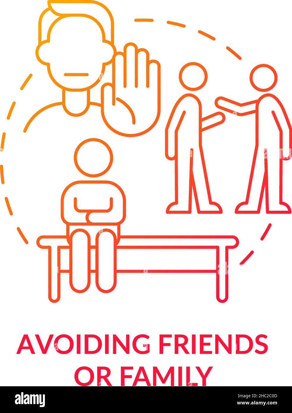 Avoiding friends and family red gradient concept icon Stock Vector ...