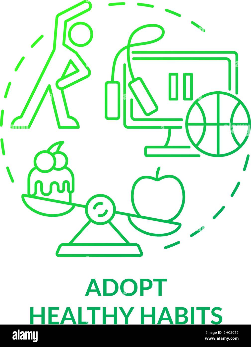 Adopt healthy habits green gradient concept icon Stock Vector Image ...