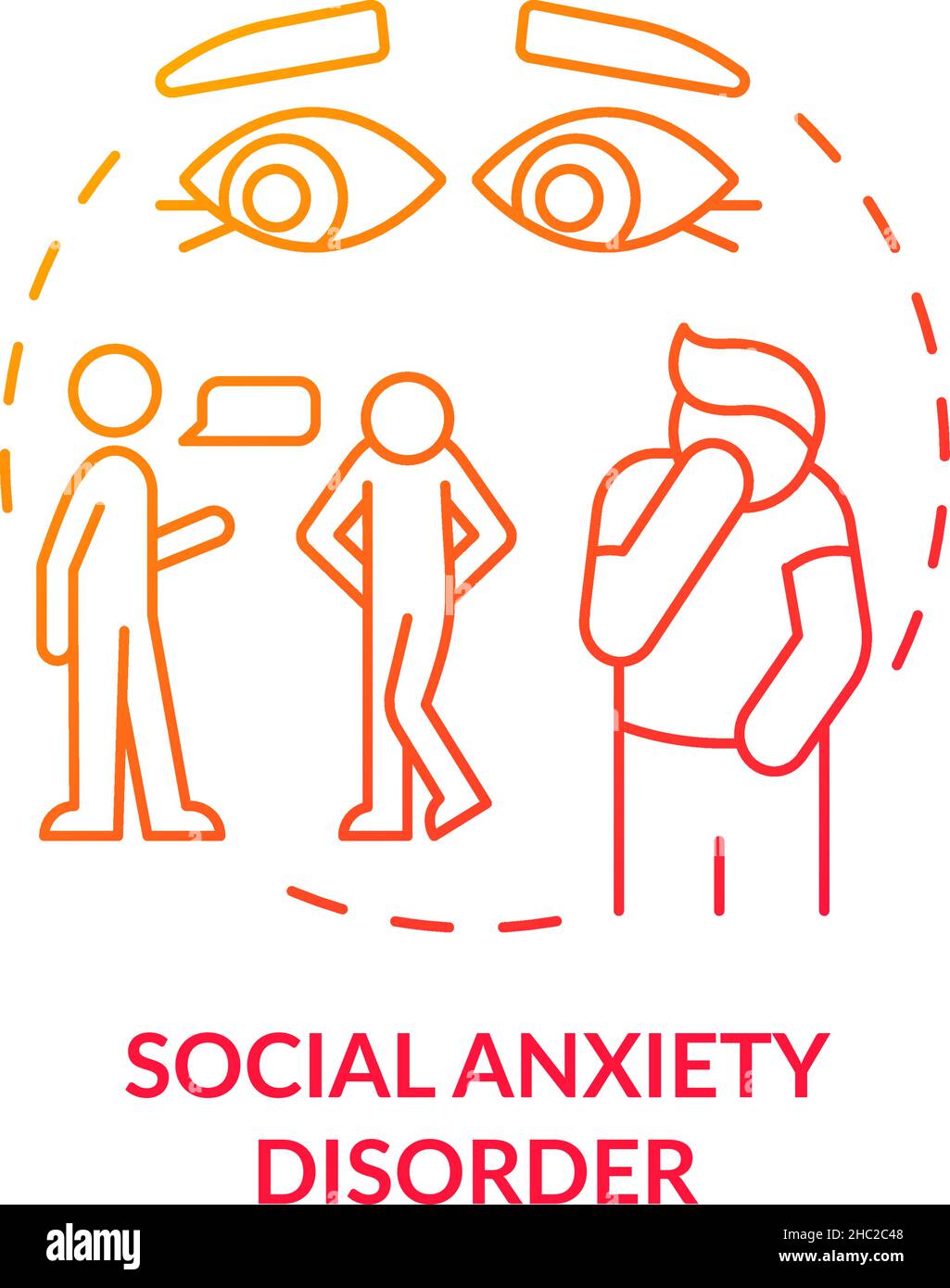Social anxiety disorder red gradient concept icon Stock Vector Image ...