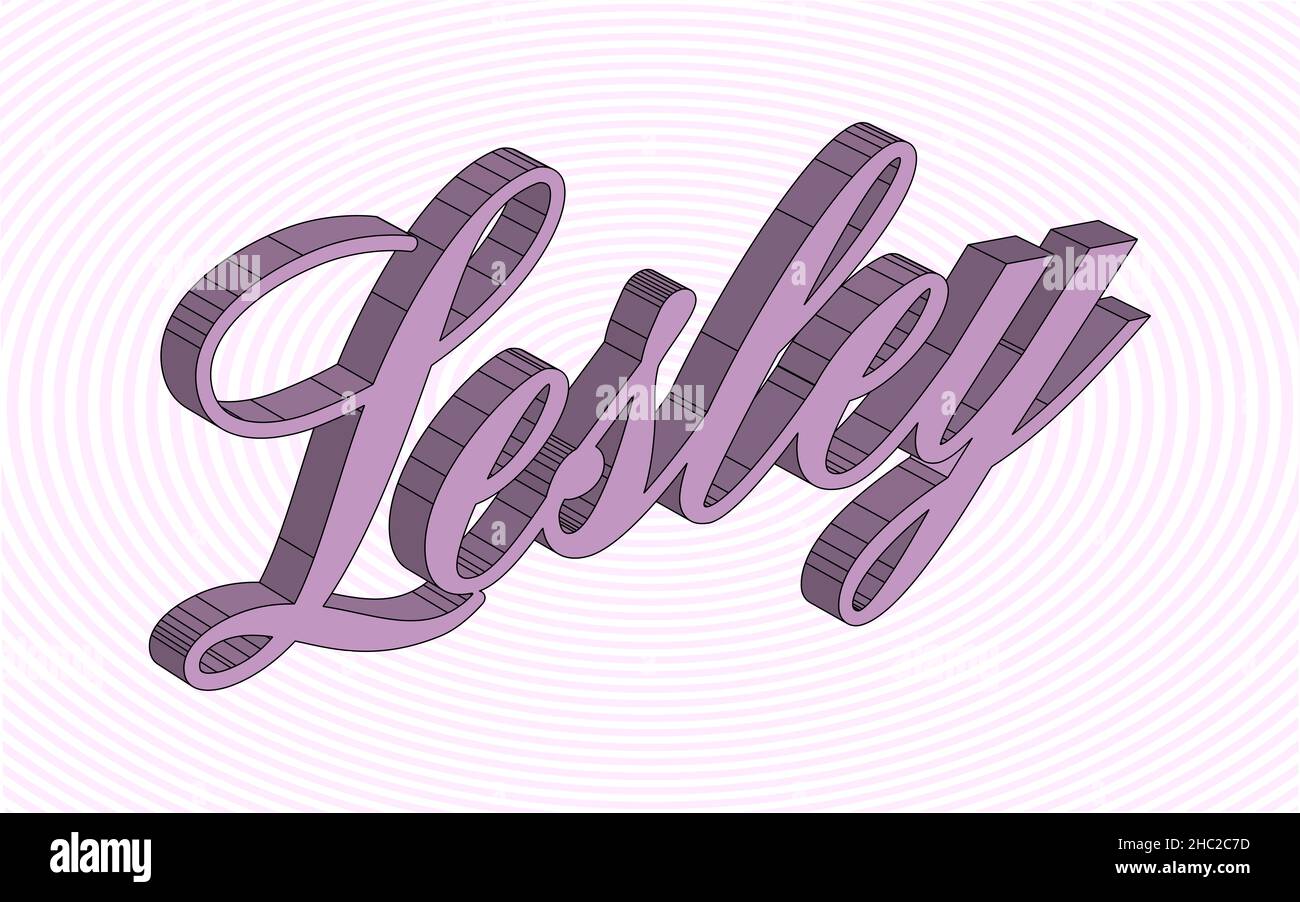 The baby girl name Lesley set over a pink and white background Stock ...