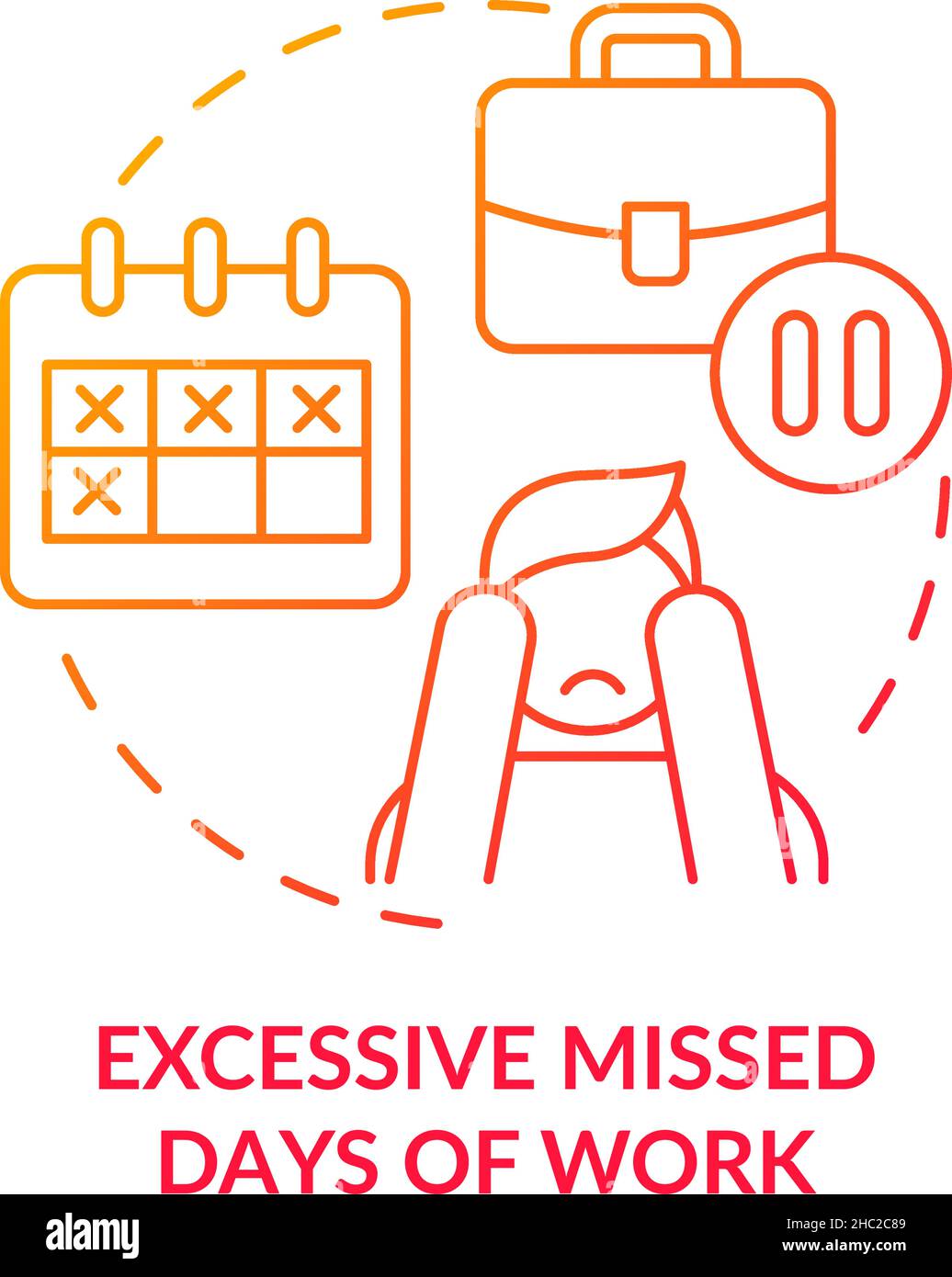 Excessive missed days of work red gradient concept icon Stock Vector ...