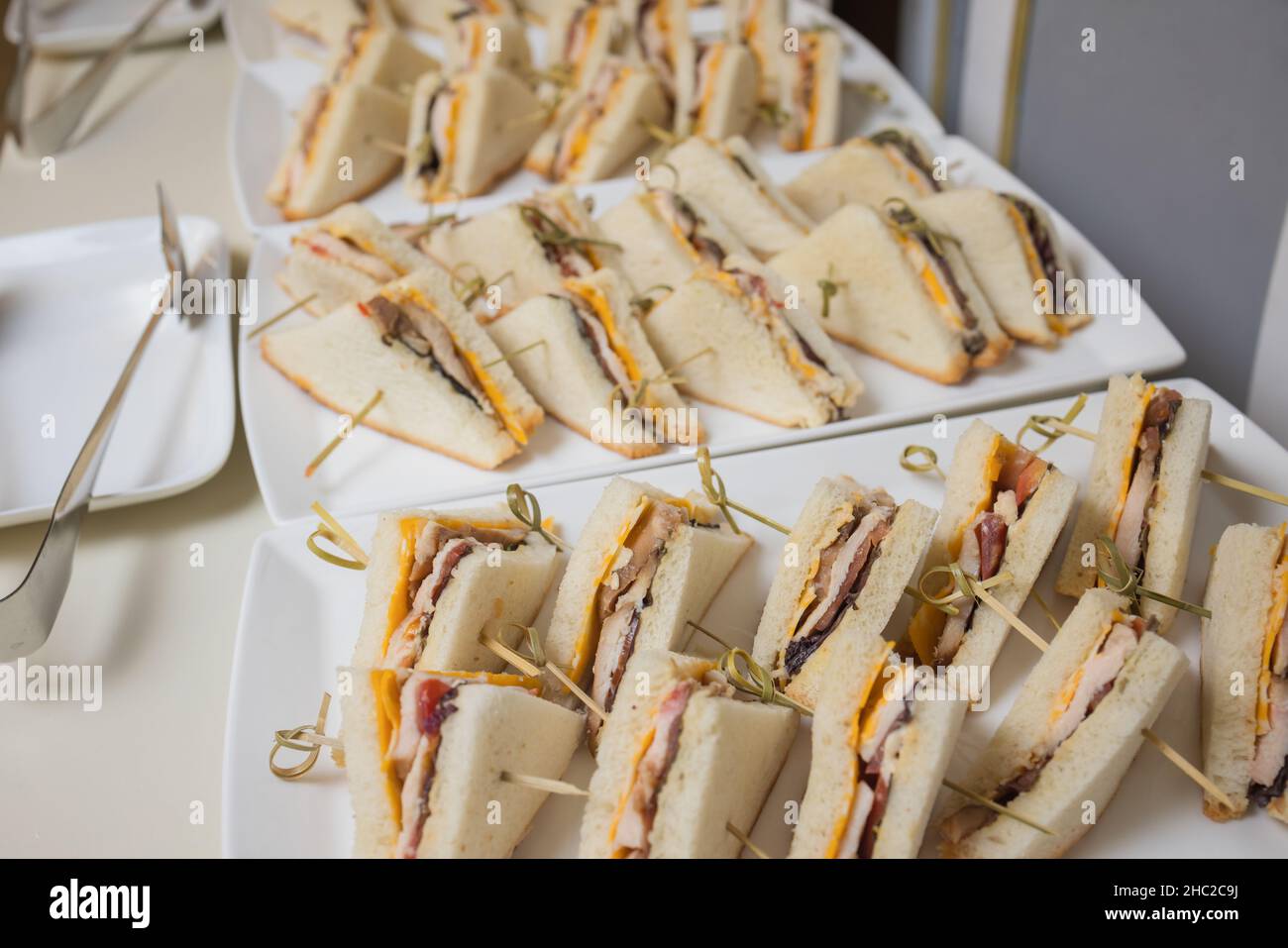 Club sandwiches delivered for catering on venue.Delicious fresh snacks ...