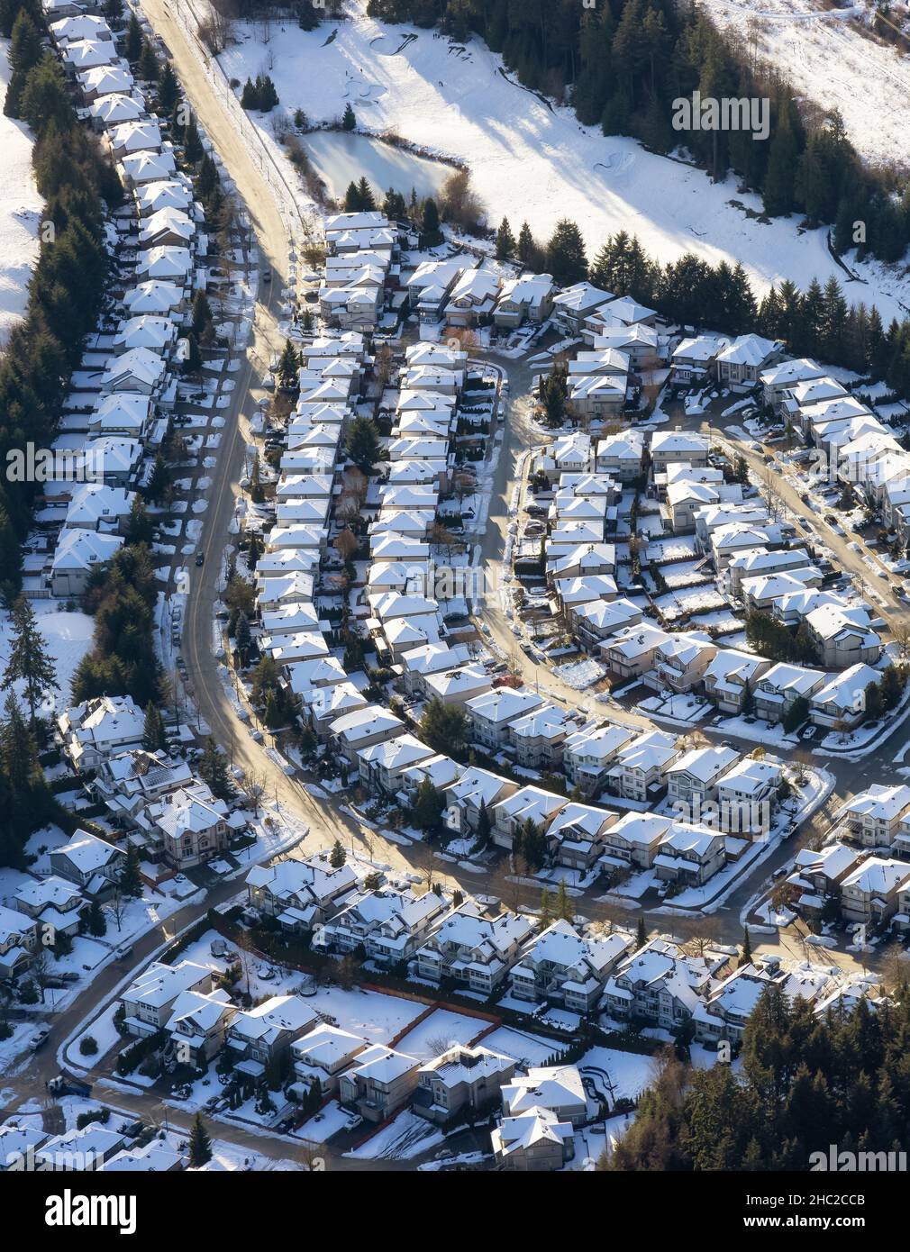 Aerial View of Residential Homes in a neighborhood of suburban modern ...