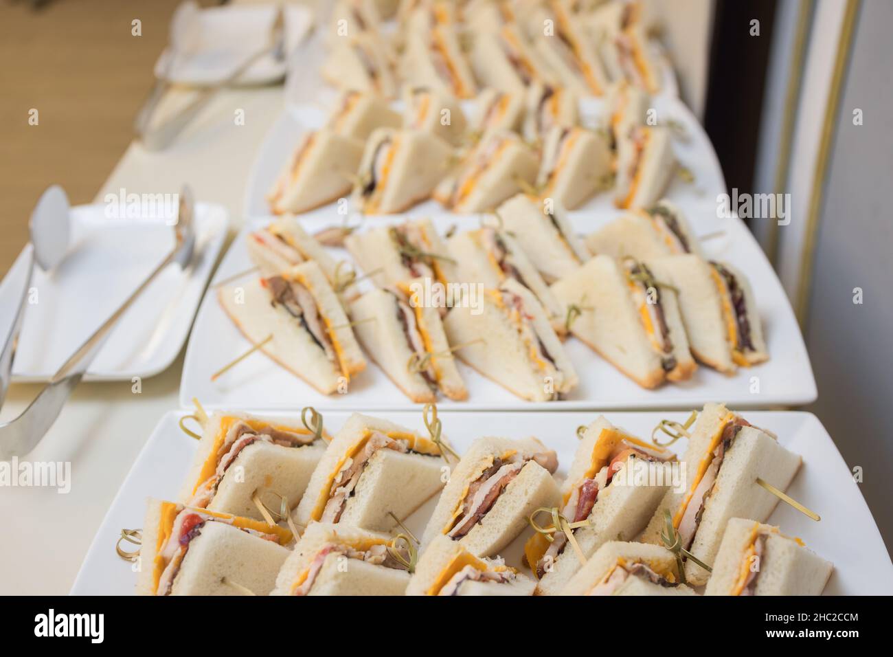 Club sandwiches delivered for catering on venue.Delicious fresh snacks ...
