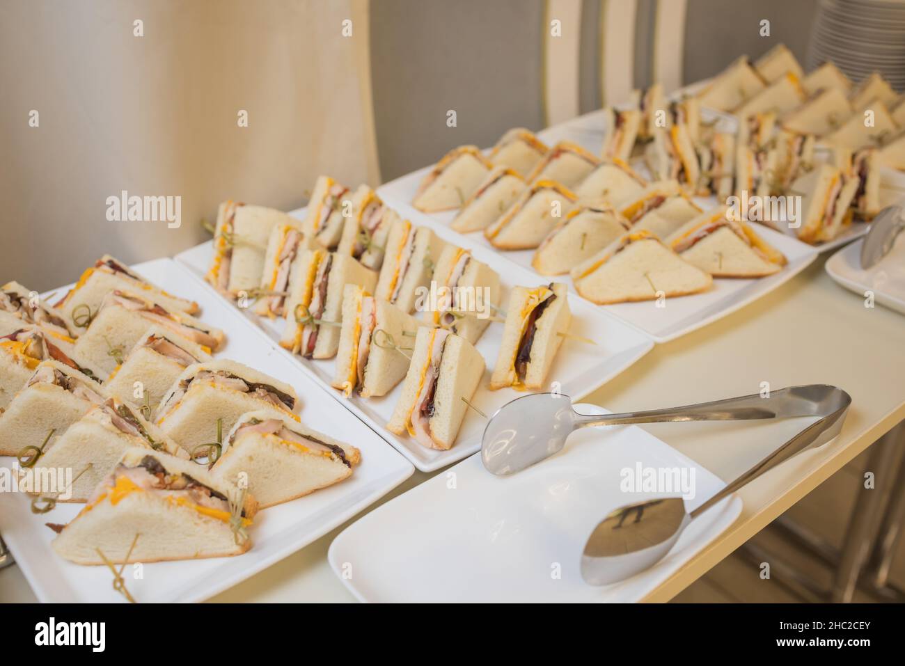 Club sandwiches delivered for catering on venue.Delicious fresh snacks ...