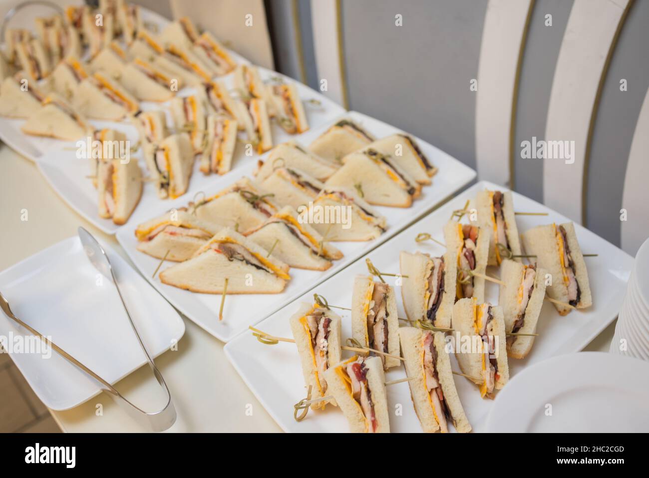 Club sandwiches delivered for catering on venue.Delicious fresh snacks ...