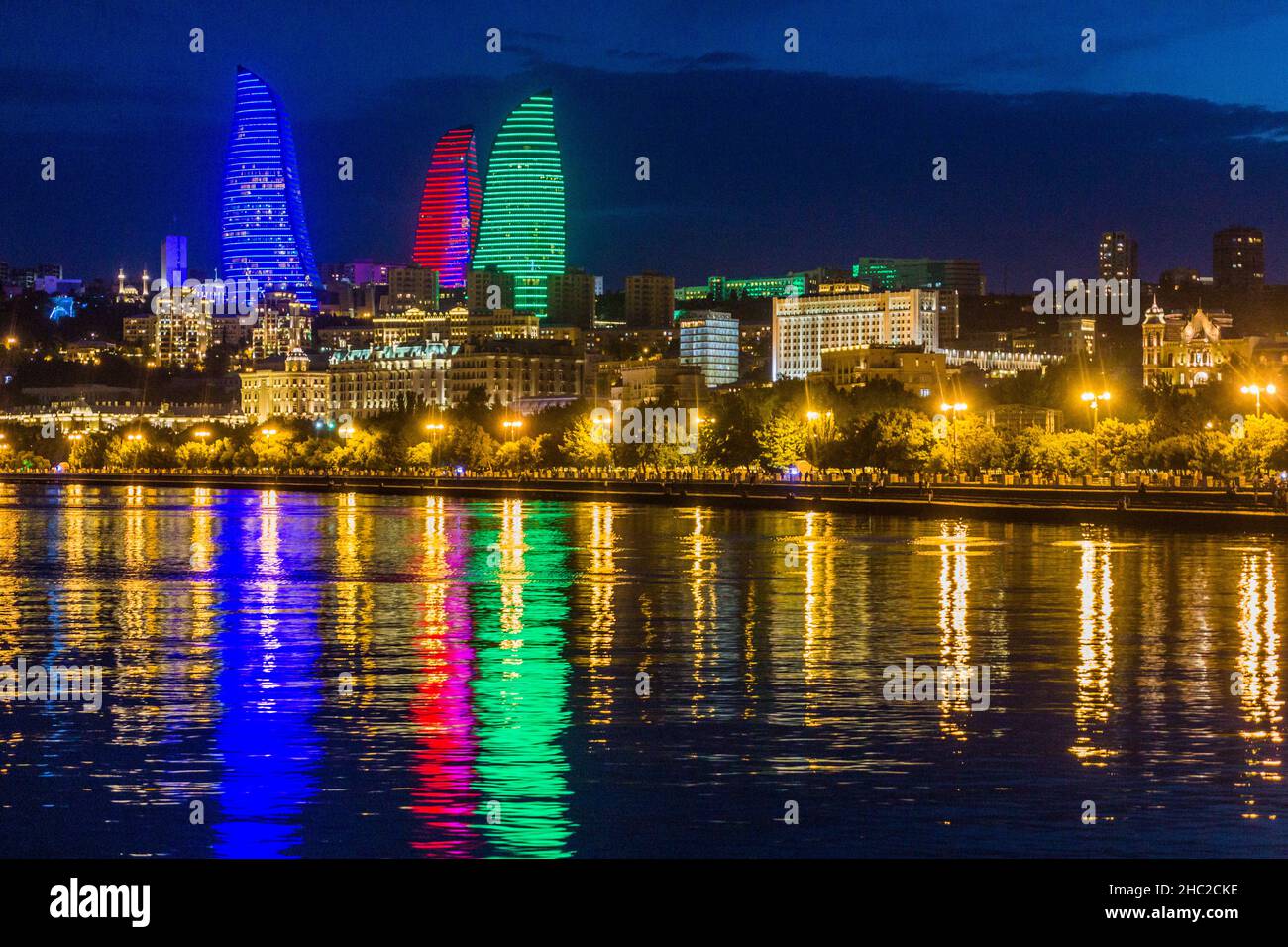 Evening view of Baku skyline, Azerbaijan Stock Photo - Alamy