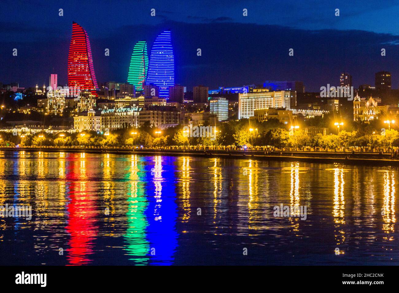 Evening view of Baku skyline, Azerbaijan Stock Photo - Alamy