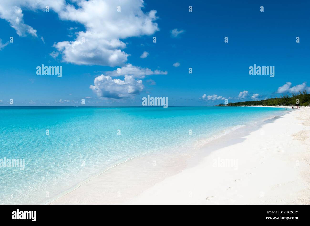The scenic view of turquoise color beach on Half Moon Cay tourist ...
