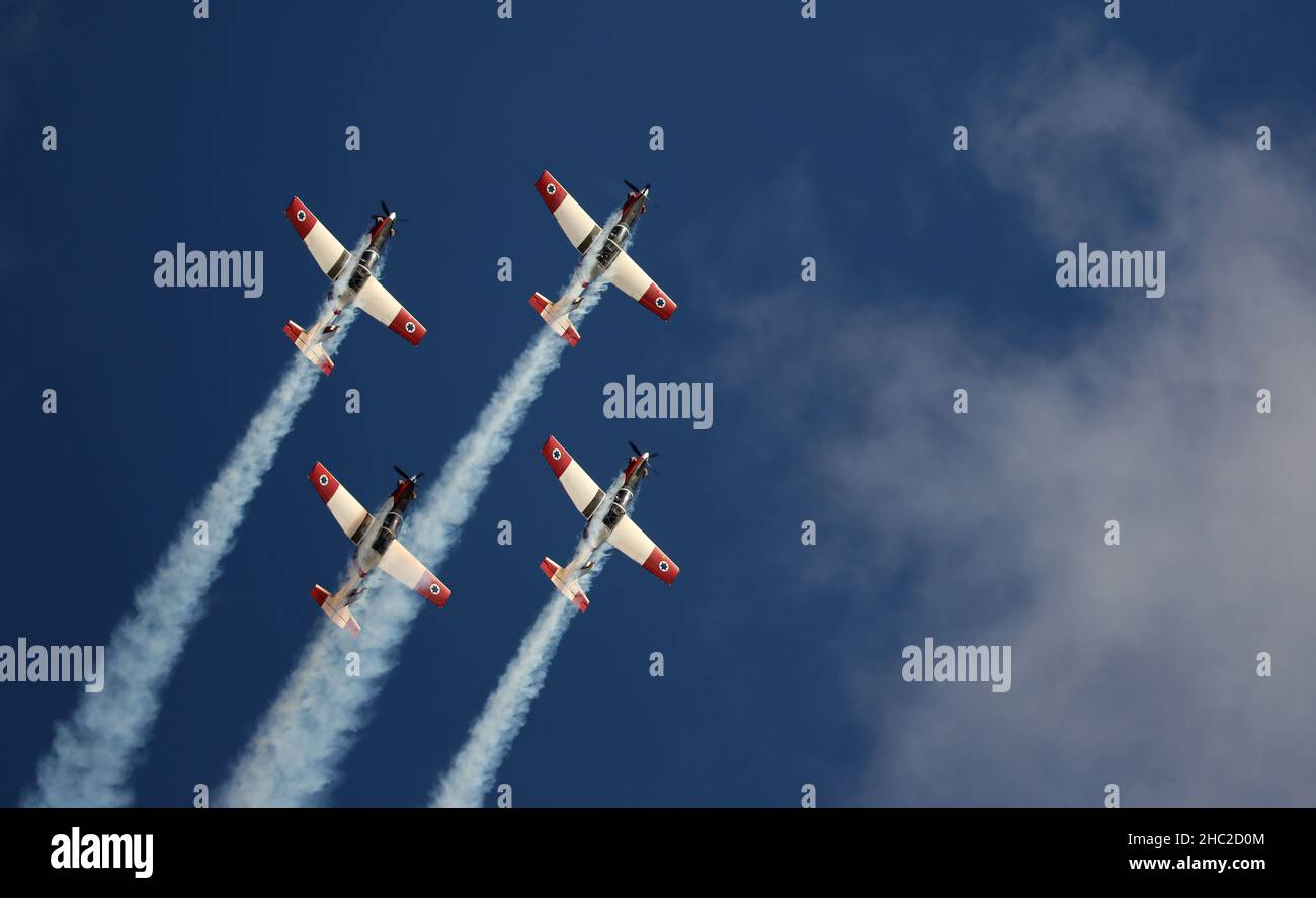 Be'er Sheva. 22nd Dec, 2021. Aircrafts fly in formation during a pilots ...