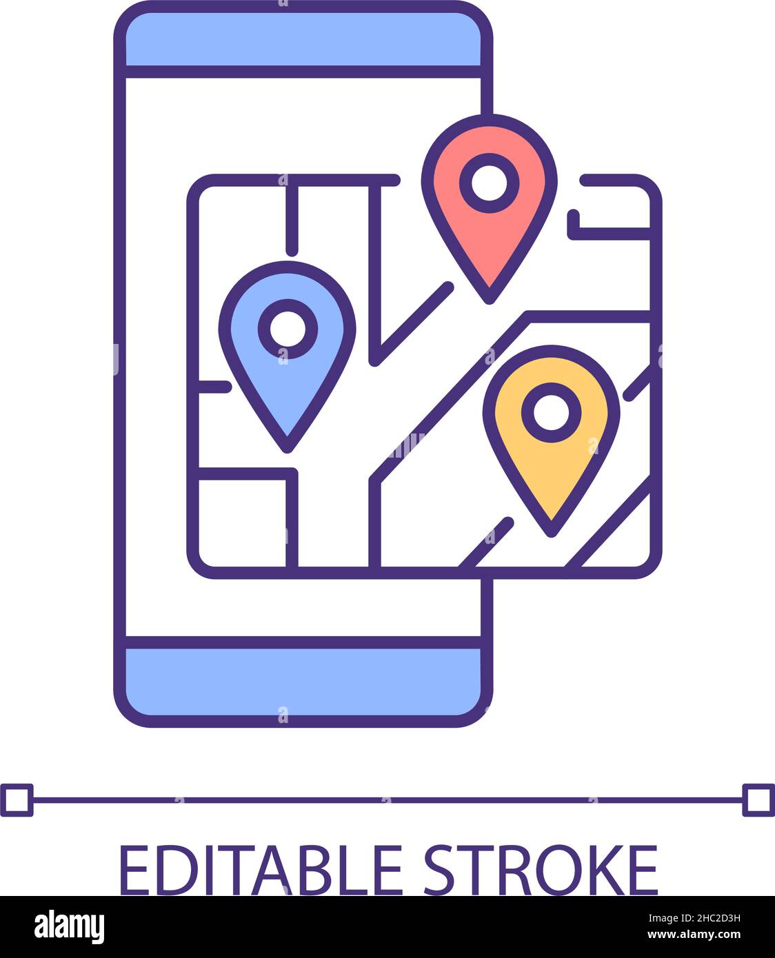 Mobile map RGB color icon Stock Vector Image & Art - Alamy