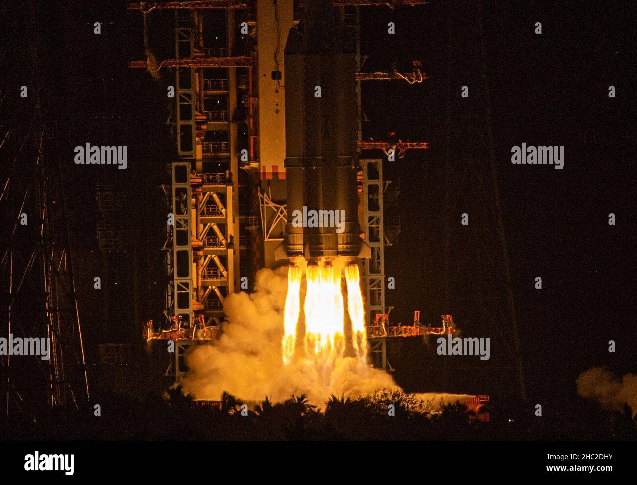 Wenchang. 23rd Dec, 2021. A Long March-7A rocket carrying two ...