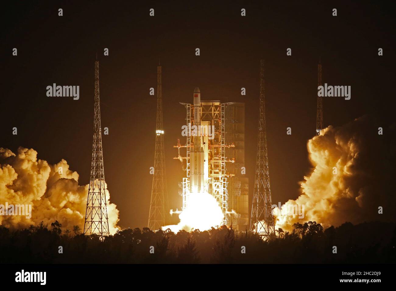 Wenchang. 23rd Dec, 2021. A Long March-7A rocket carrying two ...