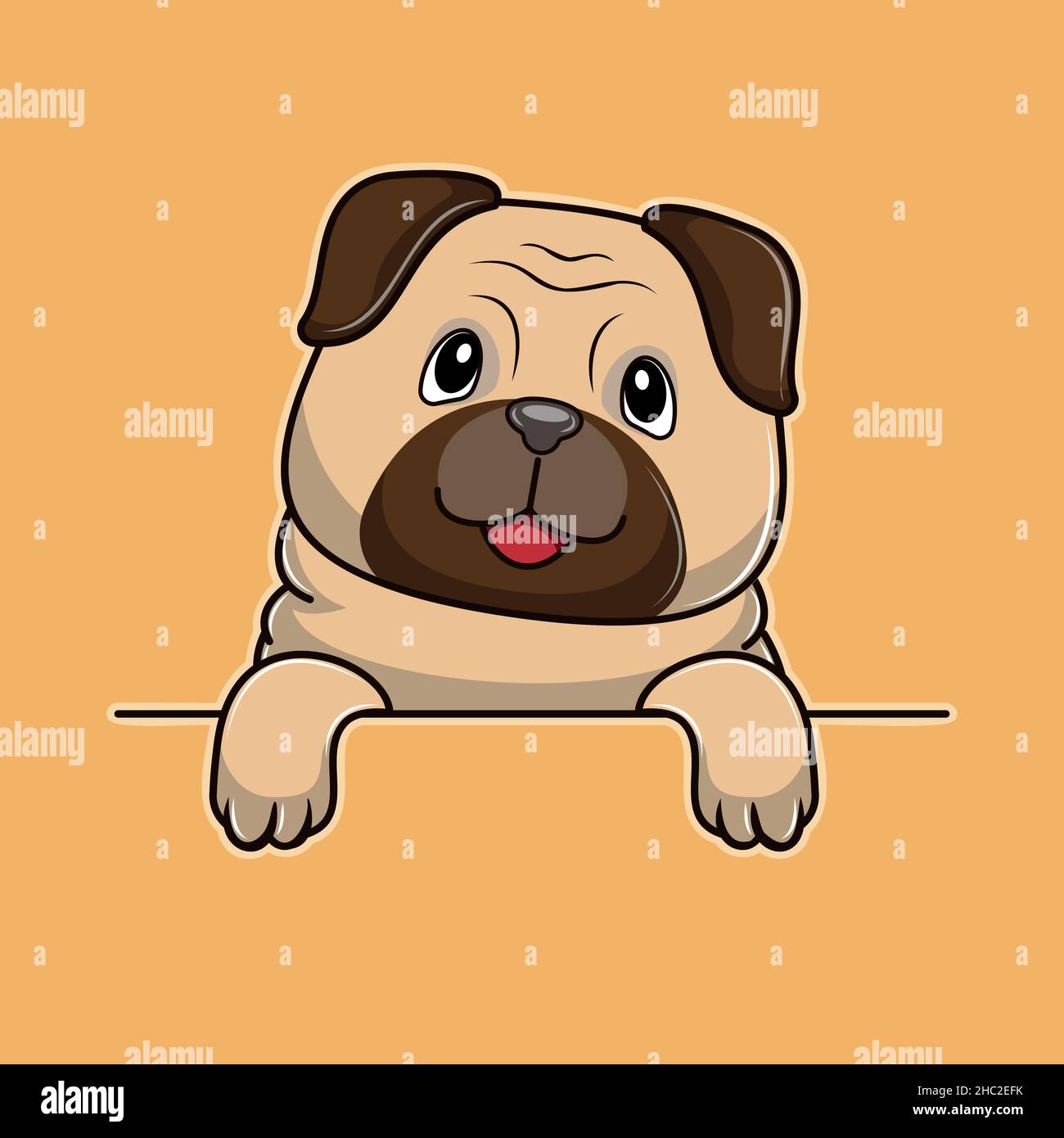 Cute fun cartoon baby Pug Dog. Funny animal emotions Stock Vector Image ...