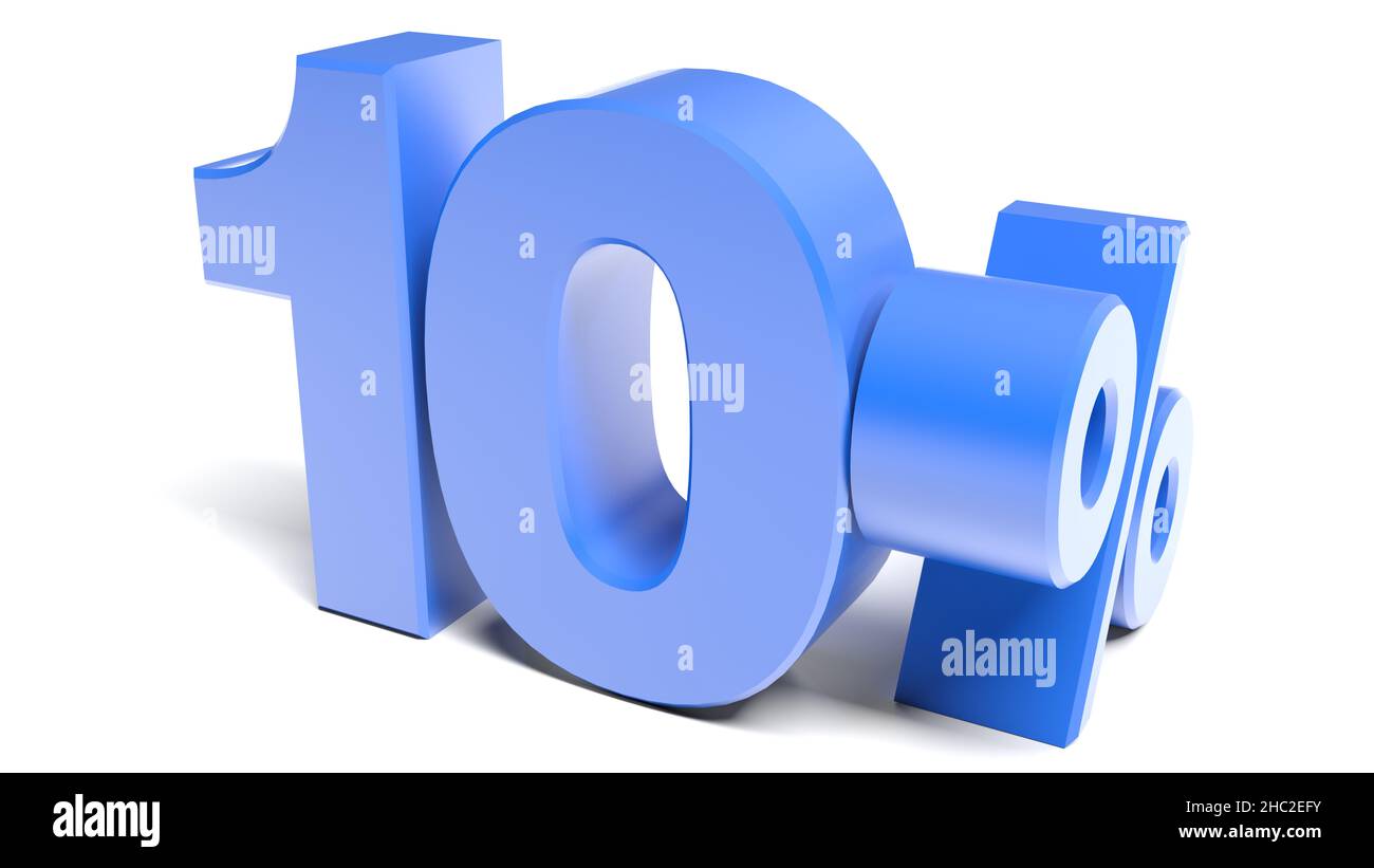 Blue 10 percente banner on white background - 3D rendering illustration ...