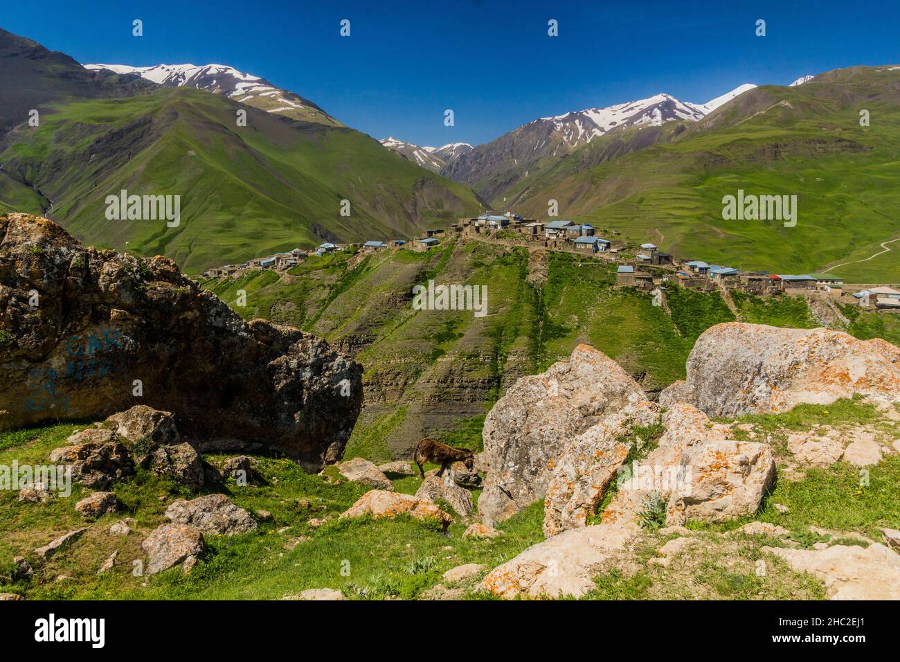 View of Xinaliq Khinalug village, Azerbaijan Stock Photo - Alamy