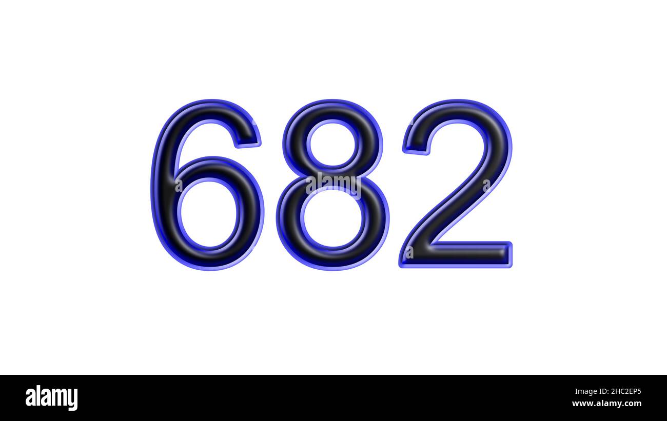blue 682 number 3d effect white background Stock Photo - Alamy