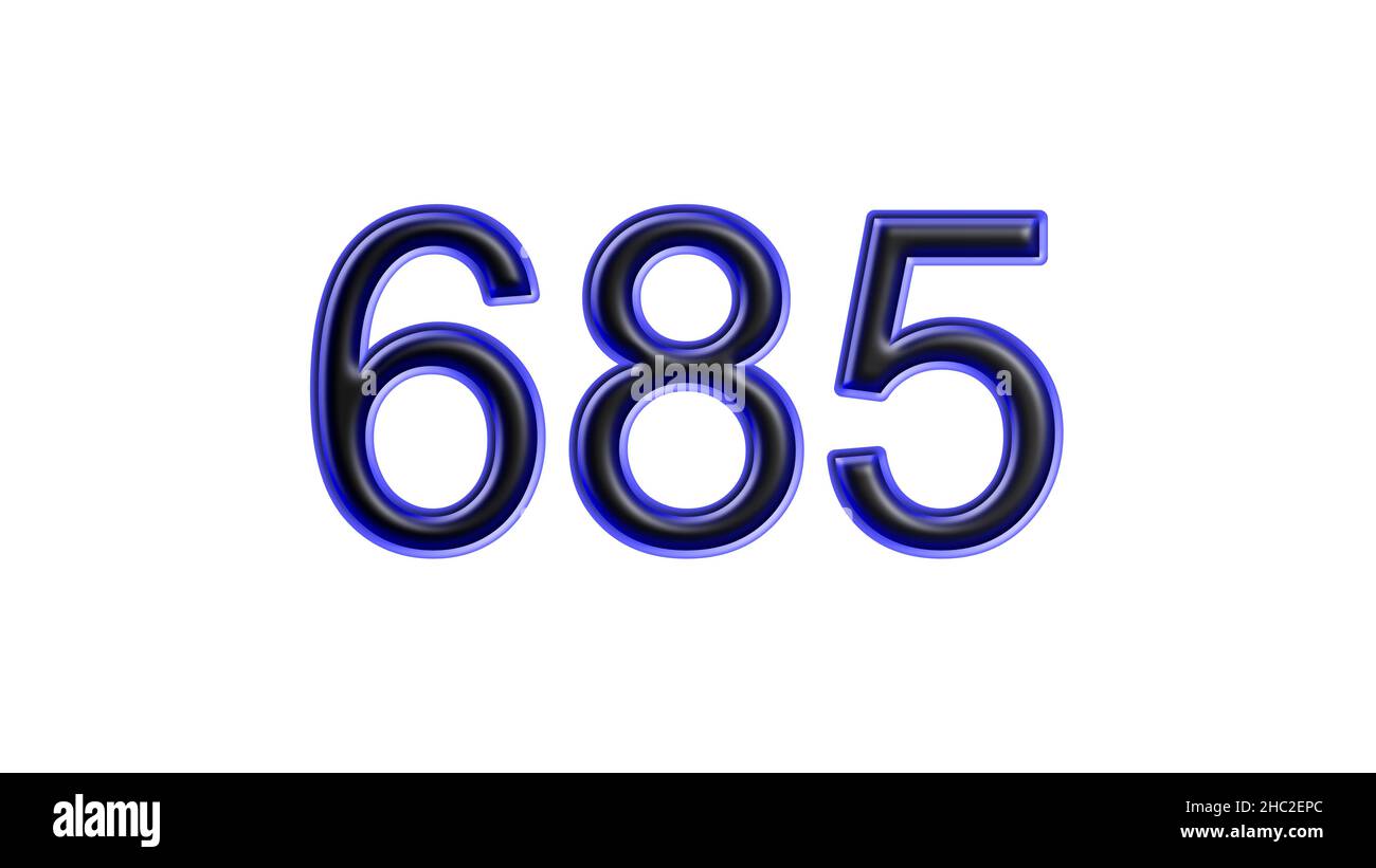 blue 685 number 3d effect white background Stock Photo - Alamy