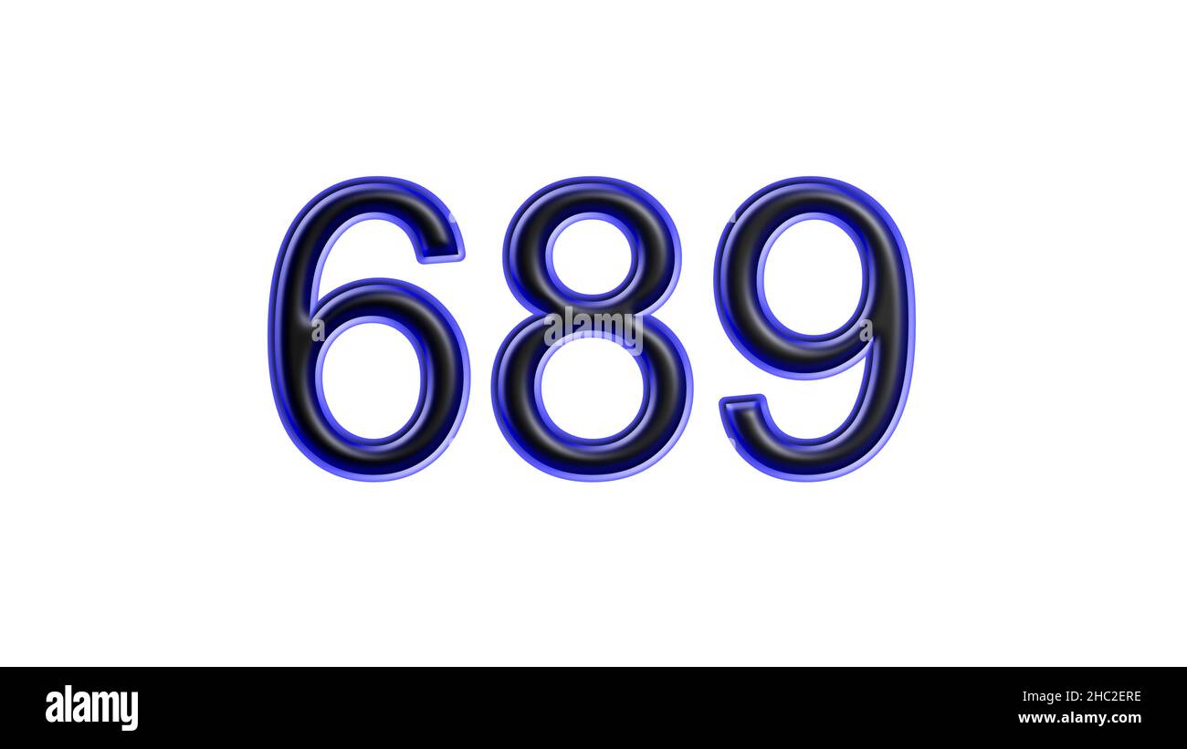 blue 689 number 3d effect white background Stock Photo - Alamy