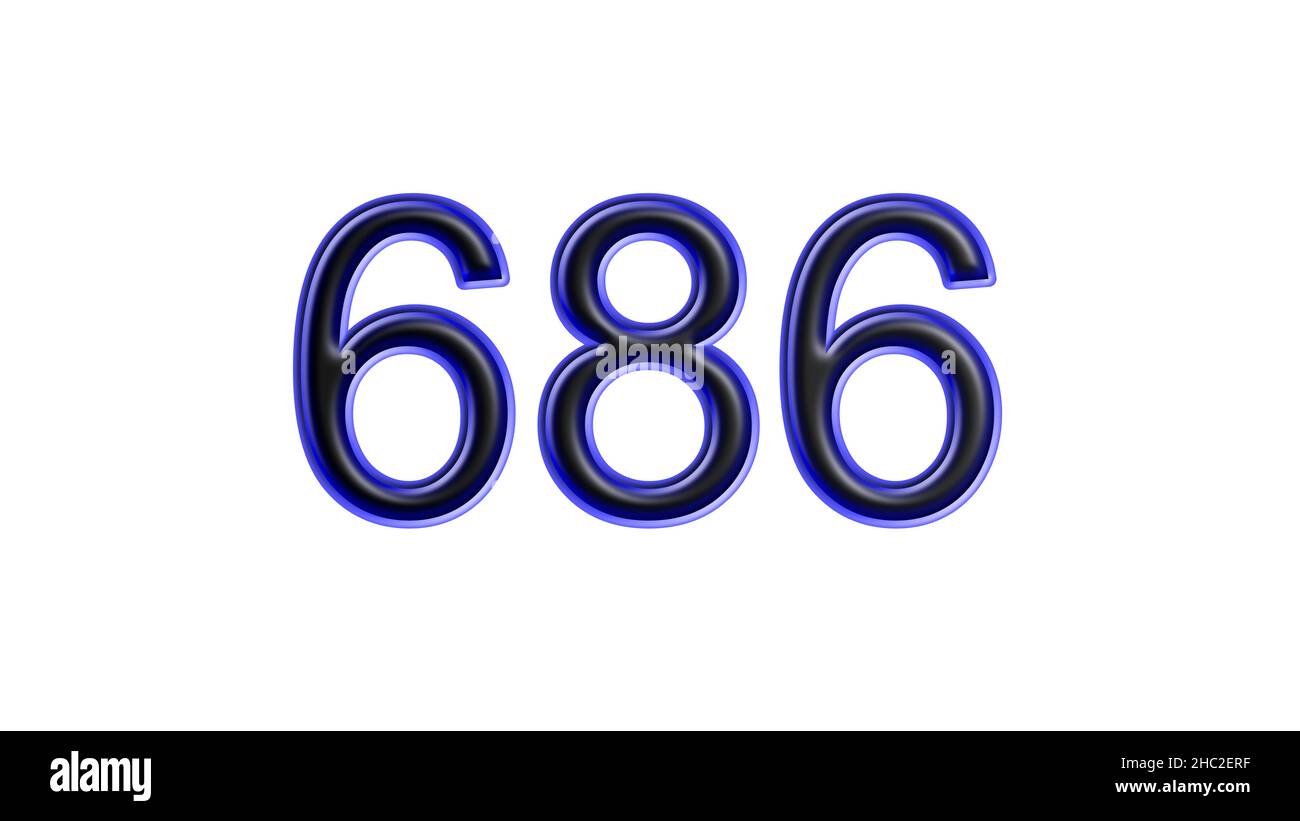 blue 686 number 3d effect white background Stock Photo - Alamy