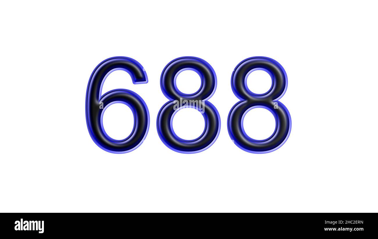 blue 688 number 3d effect white background Stock Photo - Alamy
