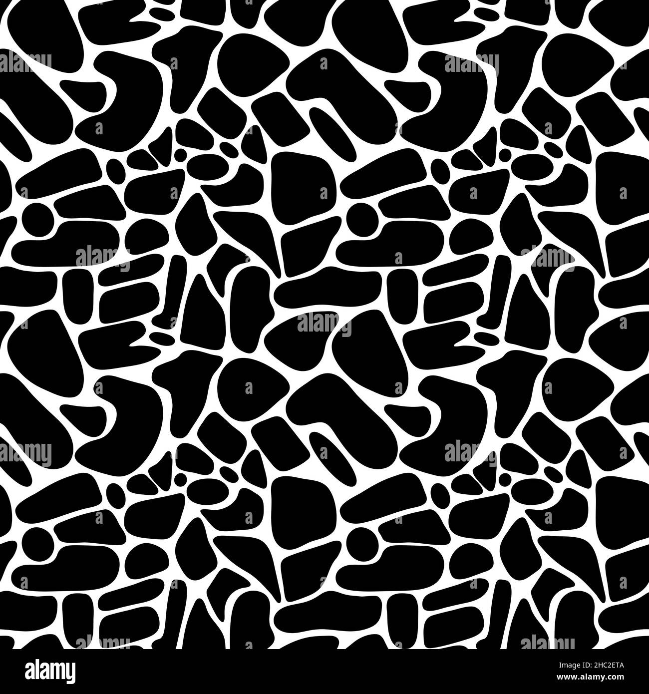 Seamless pattern with spots. Black objects on white background. Vector ...