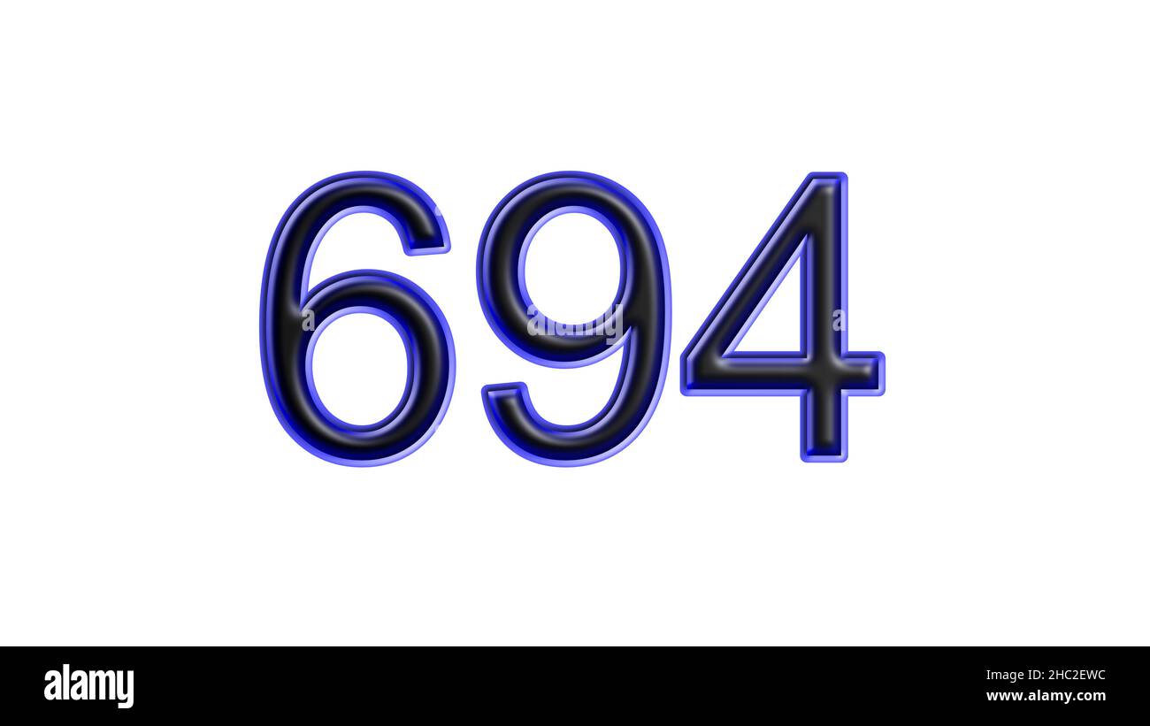 blue 694 number 3d effect white background Stock Photo - Alamy