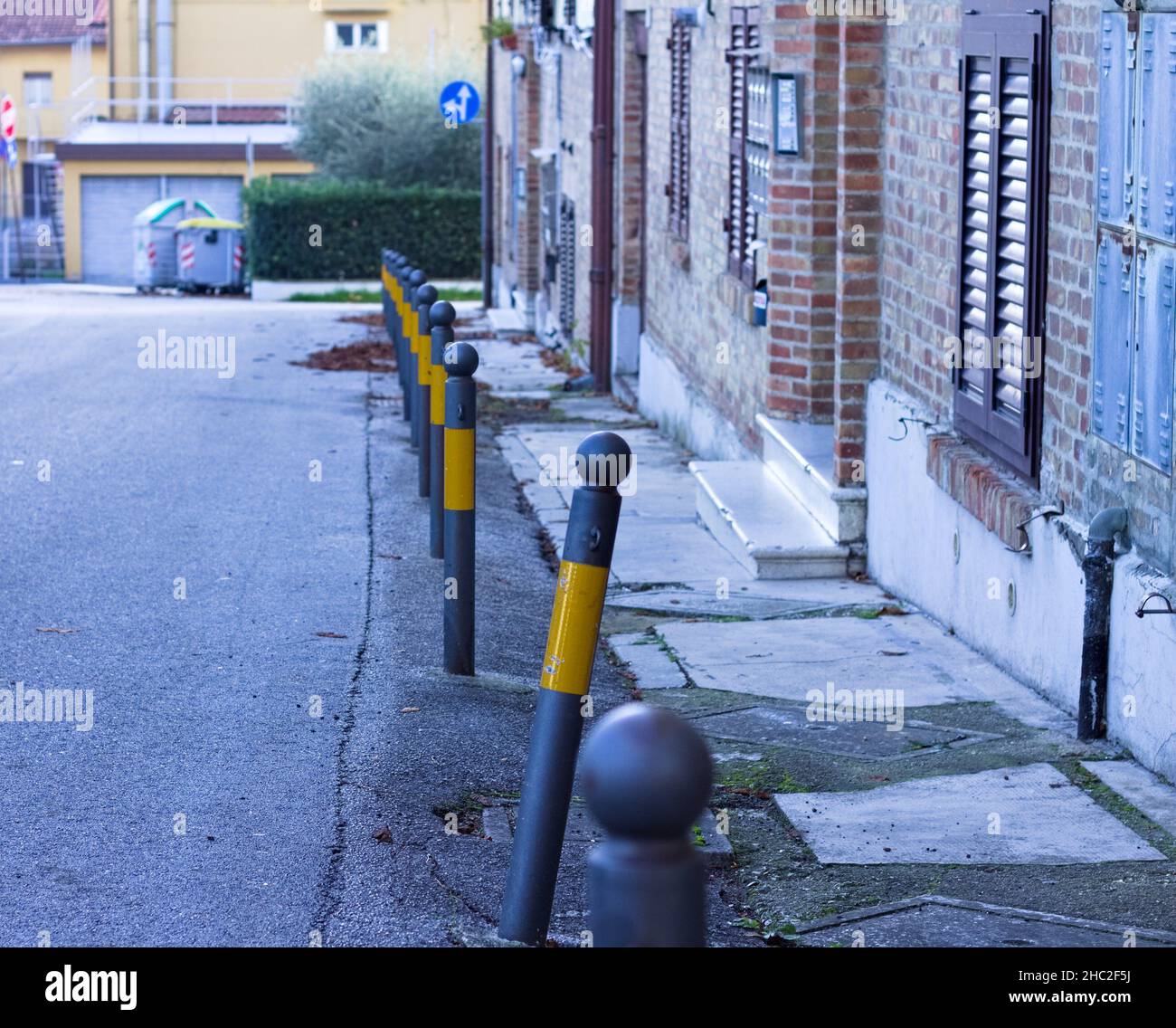 Traffic bollards on the roadside (Pesaro, Italy, Europe Stock Photo - Alamy