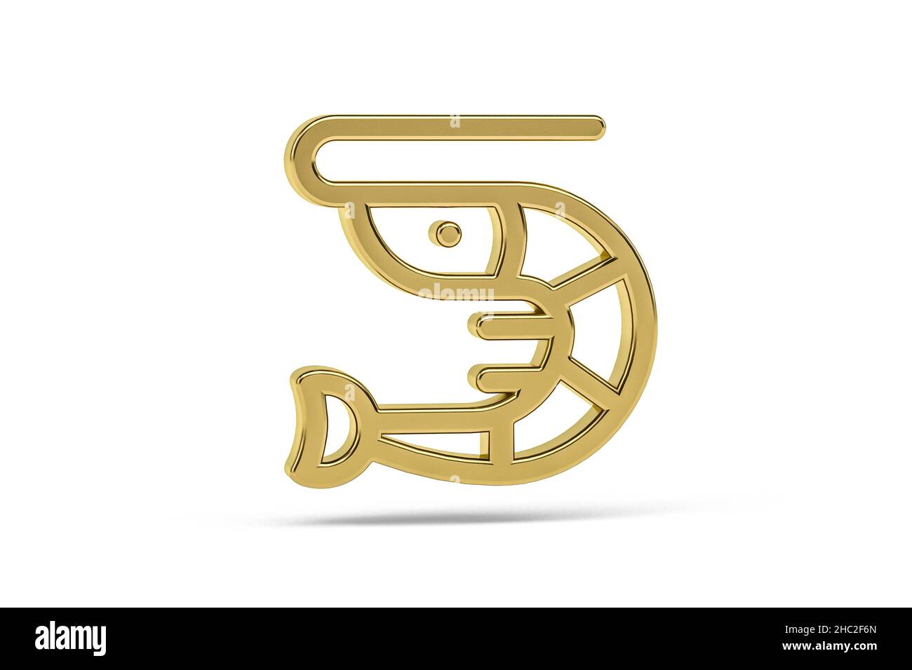 Golden 3d prawn icon isolated on white background - 3d render Stock ...