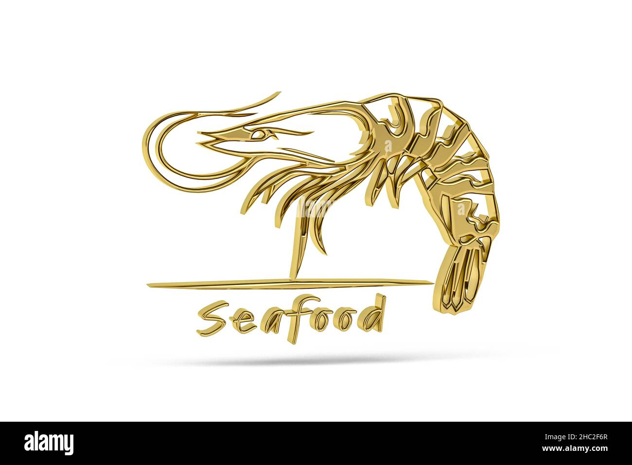 Golden 3d prawn icon isolated on white background - 3d render Stock ...