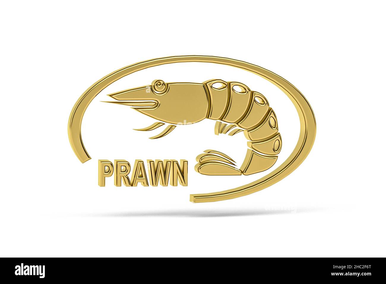 Golden 3d prawn icon isolated on white background - 3d render Stock ...